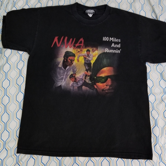 Vintage | Shirts | Vintage Nwa 0 Miles And Runin T Shirt Album Rap ...